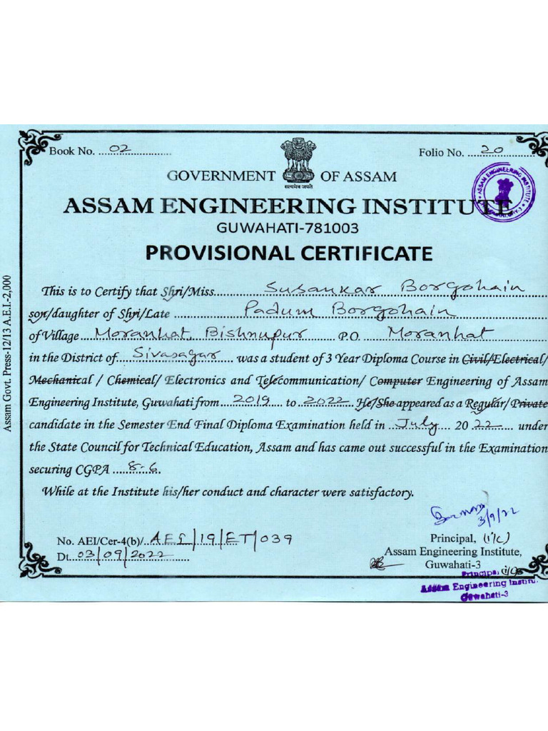 Provisional Certificate | PDF