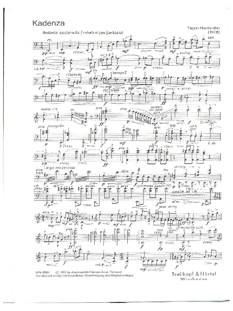 Hauta-Aho - Kadenza (Ed. Breitkopf & Härtel) | PDF