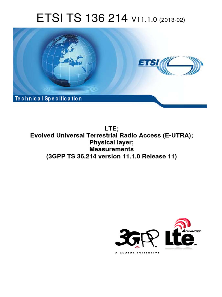 Etsi Ts 136 214 - Lte - Physical Layer Measurements | PDF | Bandwidth (Signal Processing) | Wireless