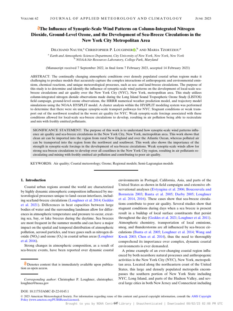 The Influence of Synoptic-Scale Wind Patterns on Column-Integrated ...