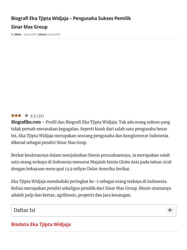Biografi Eka Tjipta Widjaja - Pengusaha Sukses Pemilik Sinar Mas Group ... Biografi Eka Tjipta Widjaja - Pengusaha Sukses Pemilik Sinar Mas Group ...