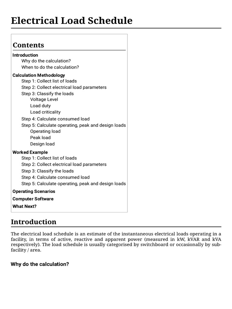 Electrical Load Schedule Calculation Guide | PDF | Power (Physics ...