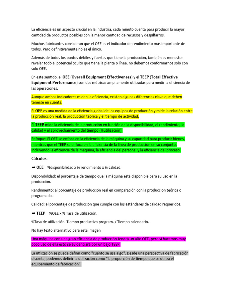 Diferencia Entre OEE Y TEEP | PDF | Economias
