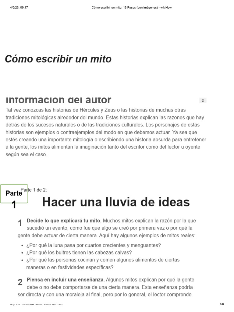 Cómo Escribir Un Mito - 13 Pasos (Con Imágenes) | PDF | Héroe | Nieve