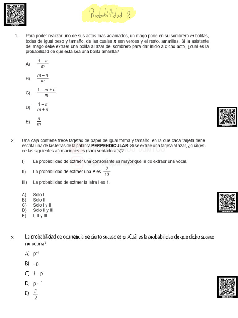 Probabilidades 2 | PDF | Probabilidad
