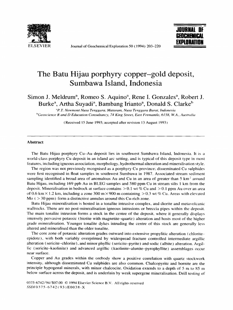 The_Batu_Hijau_porphyry_copper_gold_depo | PDF | Rocks | Petrology