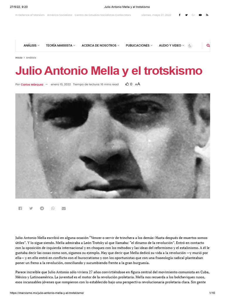Julio Antonio Mella y El Trotskismo | PDF | Leon Trotsky | Vladimir Lenin