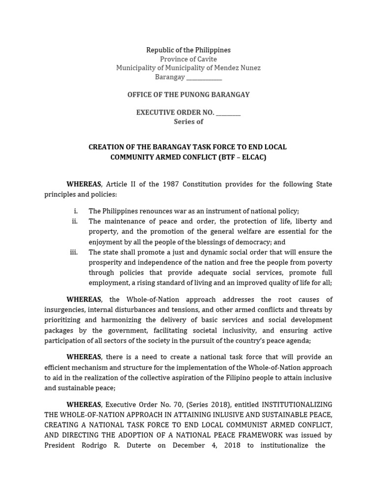 Barangay Task Force To End Local | PDF | Peace | Governance