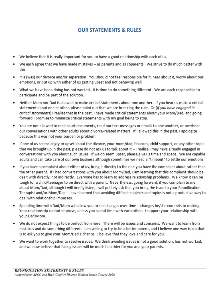 Family Statements - Guideline | PDF | Divorce | Mother