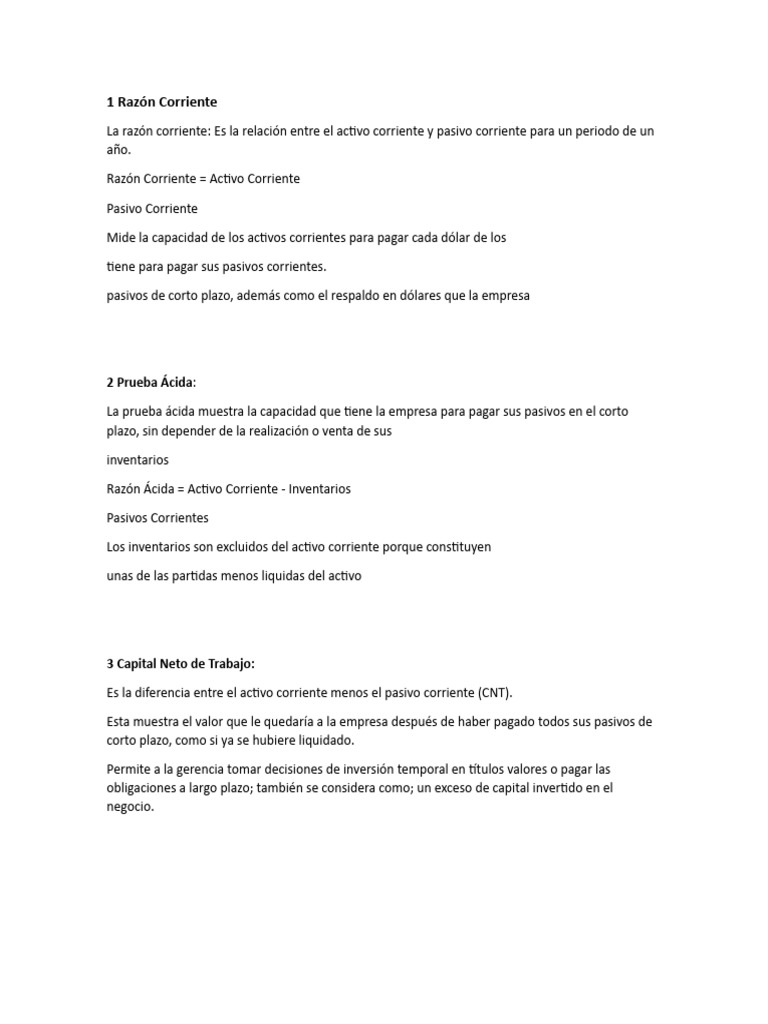 1 Razón Corriente | PDF | Deuda | Business