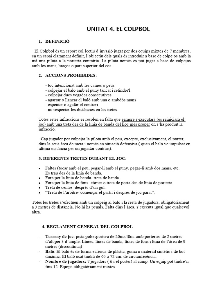 Apunts Colpbol | PDF