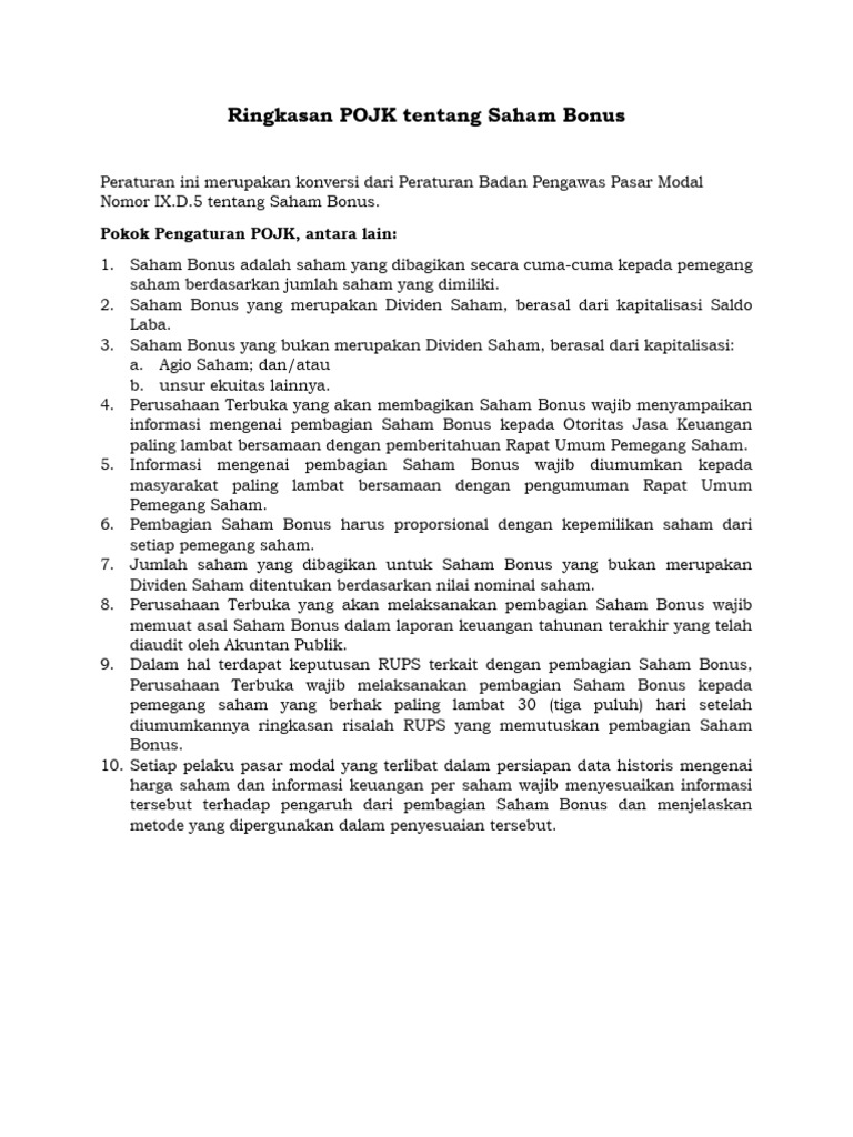 Summary Pojk 27 | PDF