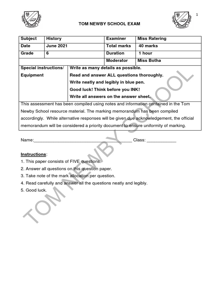 Grade 6 History Exam June 2021 | Download Free PDF | Galileo Galilei