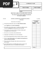 Free WAEC Mathematics Sample Questions | PDF | Circle | Angle