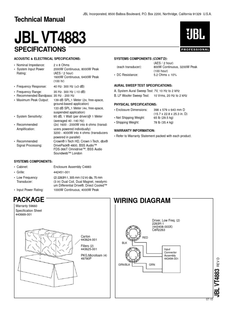 JBL VT4883 Tech-Manual Rev D | PDF | Decibel | Hertz