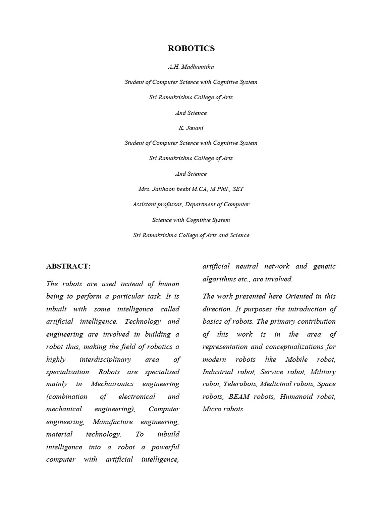 ROBOTICS | PDF | Robot | Robotics