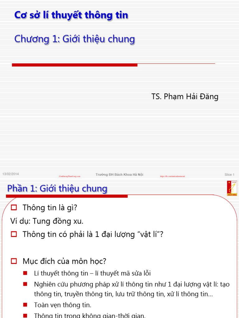 Co-So-Truyen-Tin - Pham-Hai-Dang - Ch1-Li-Thuyet-Thong-Tin - (Cuuduongthancong - Com) | PDF