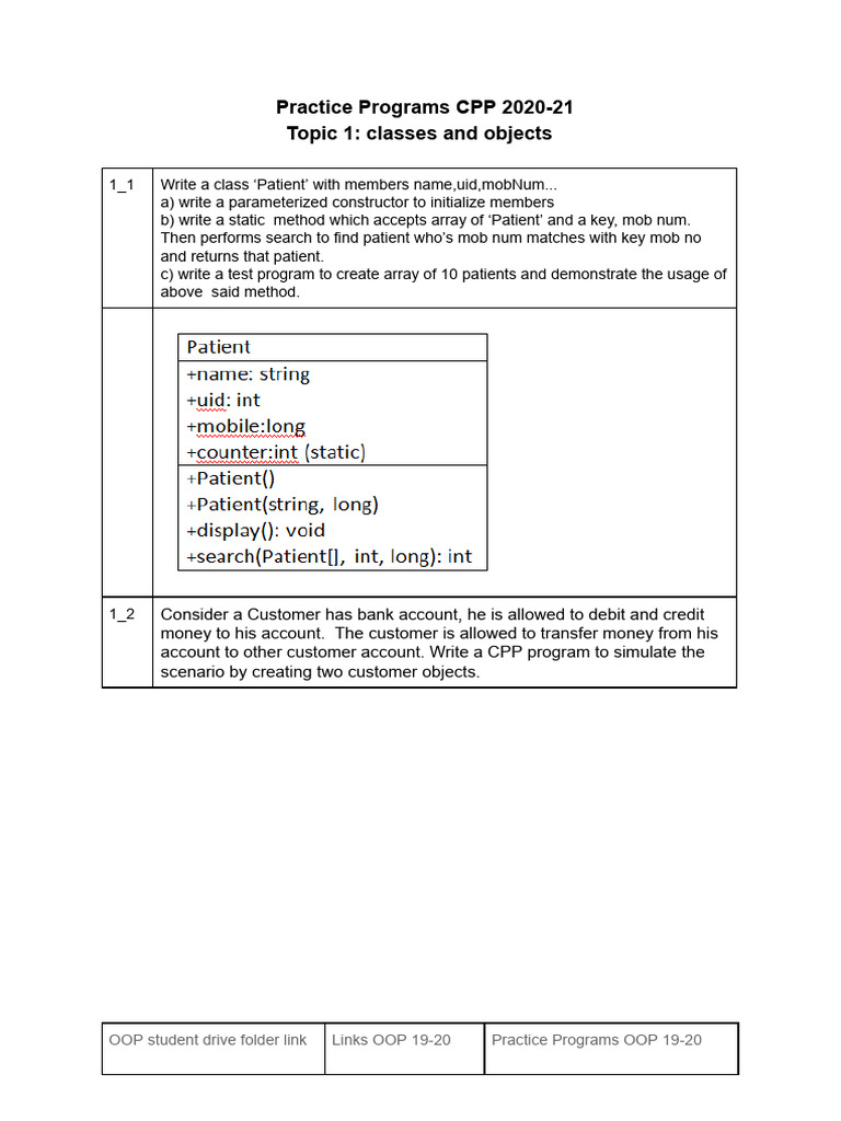 Practice Programs CPP 2020-21 | PDF | Method (Computer Programming) | Inheritance (Object ...