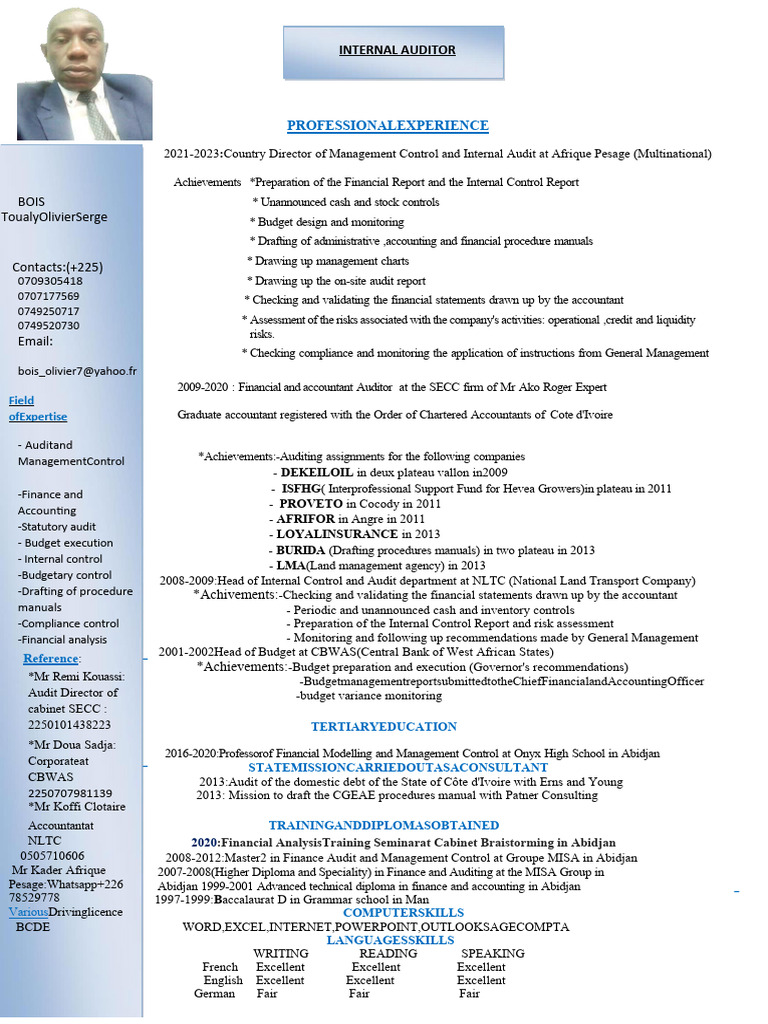 CV IA F | PDF | Internal Control | Internal Audit