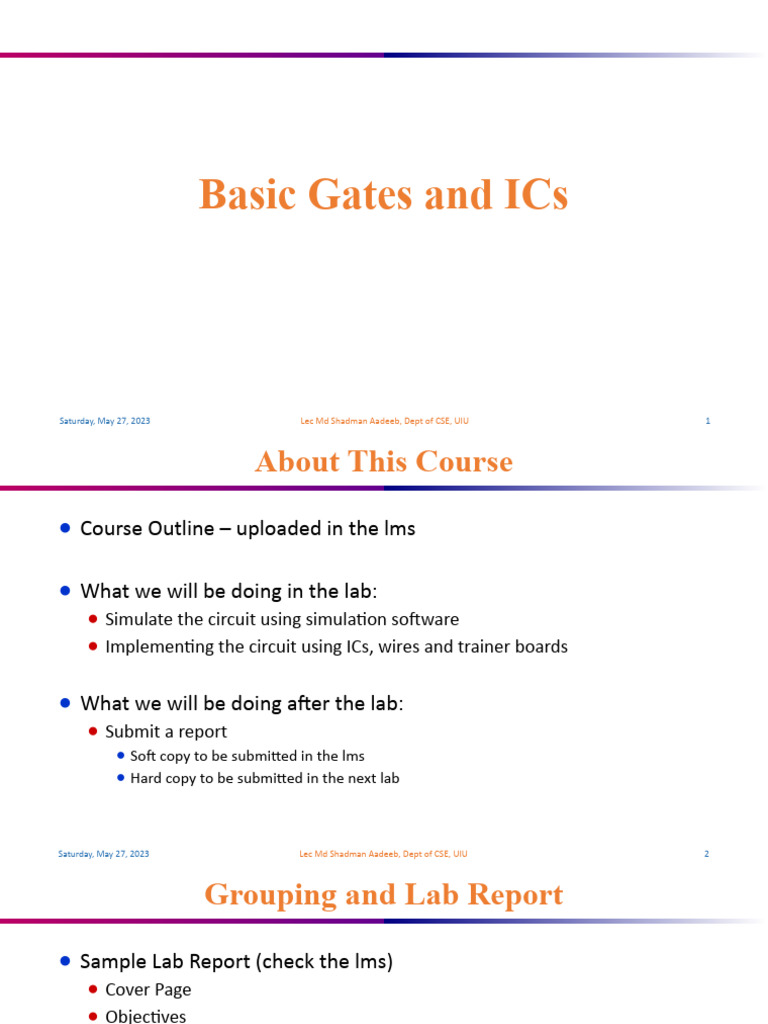 Week 1 Basic Gates and ICs | Download Free PDF | Electronics ...