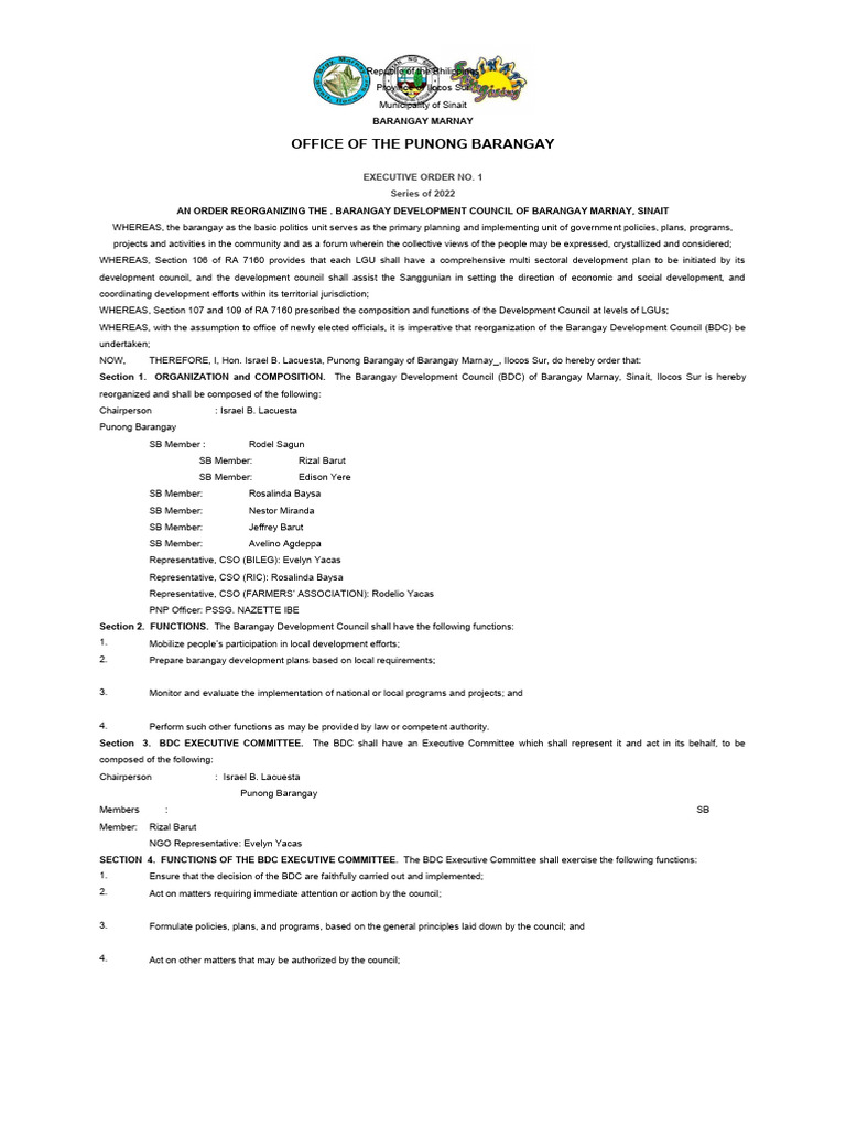 Barangay Development Council | PDF