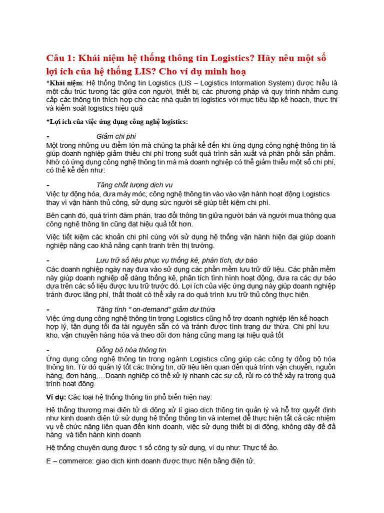 TL1 HTTT Logistics | PDF