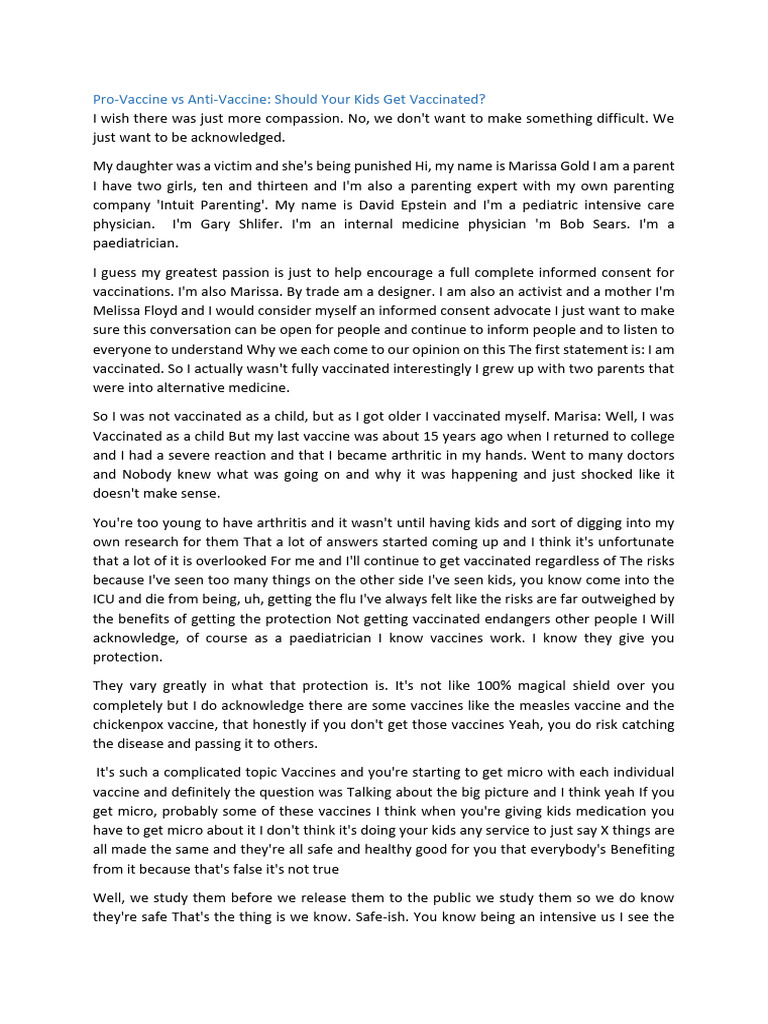 Vaccination Debate: Risks and Benefits | PDF | Vaccination | Vaccines