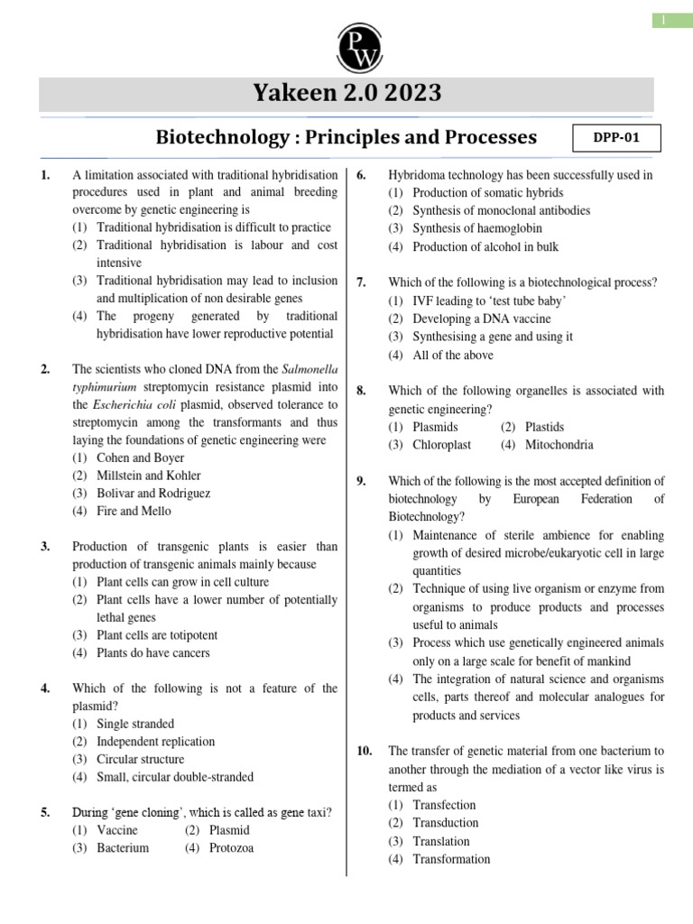 Biotech DPP1 | PDF | Dna | Plasmid