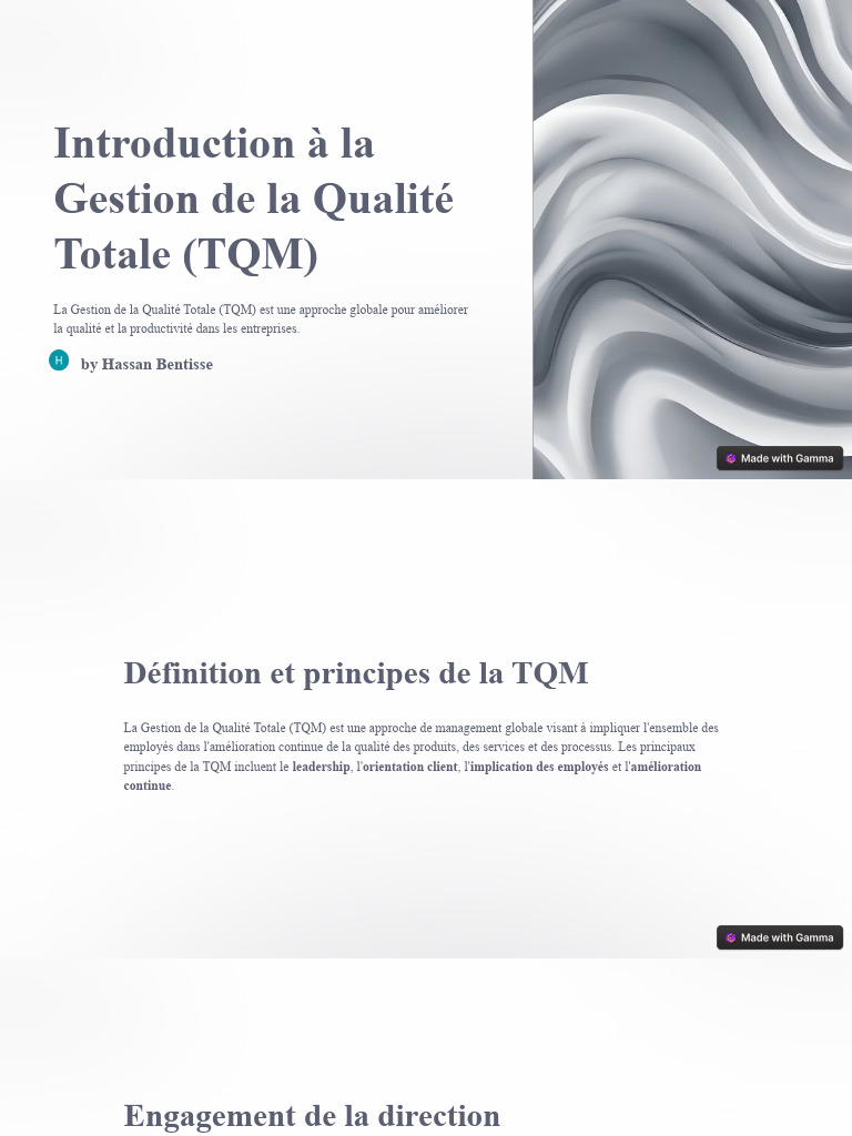 Introduction A La Gestion de La Qualite Totale TQM | PDF | Management de la qualité | Business