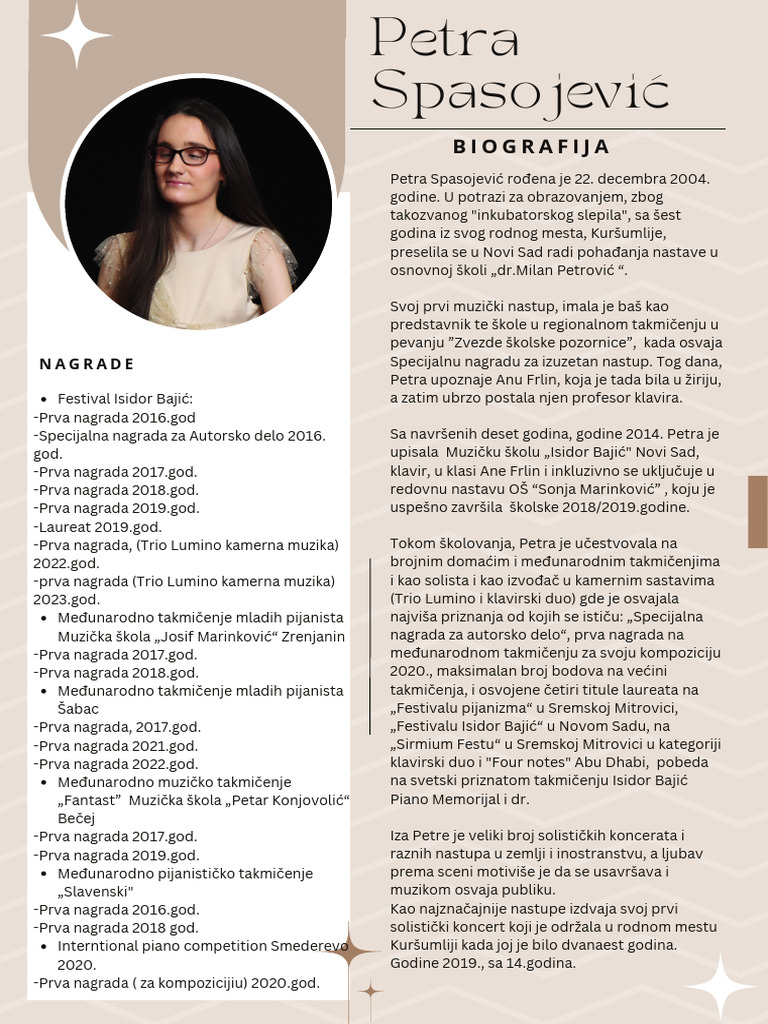 Biografija Petra Spasojević 2024 | PDF