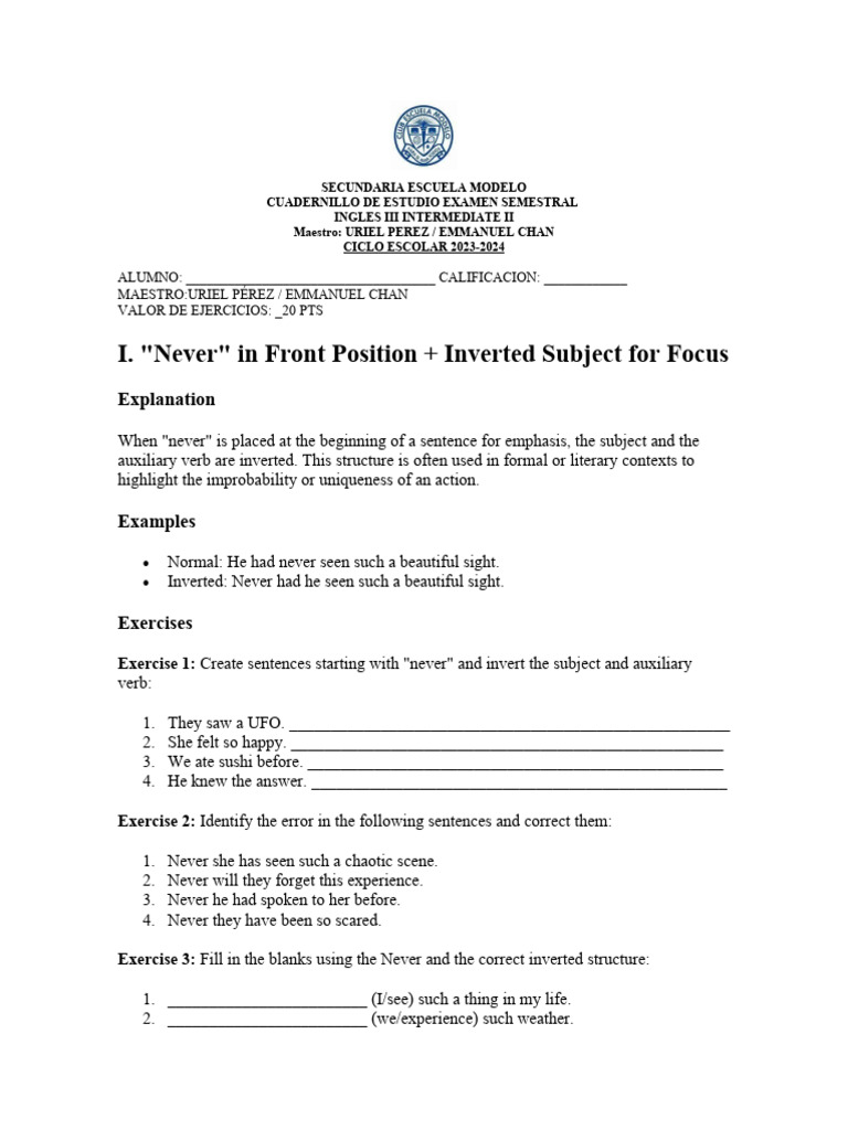 English Grammar Booklet 3rd Grade | PDF | Perfect (Grammar) | Linguistics
