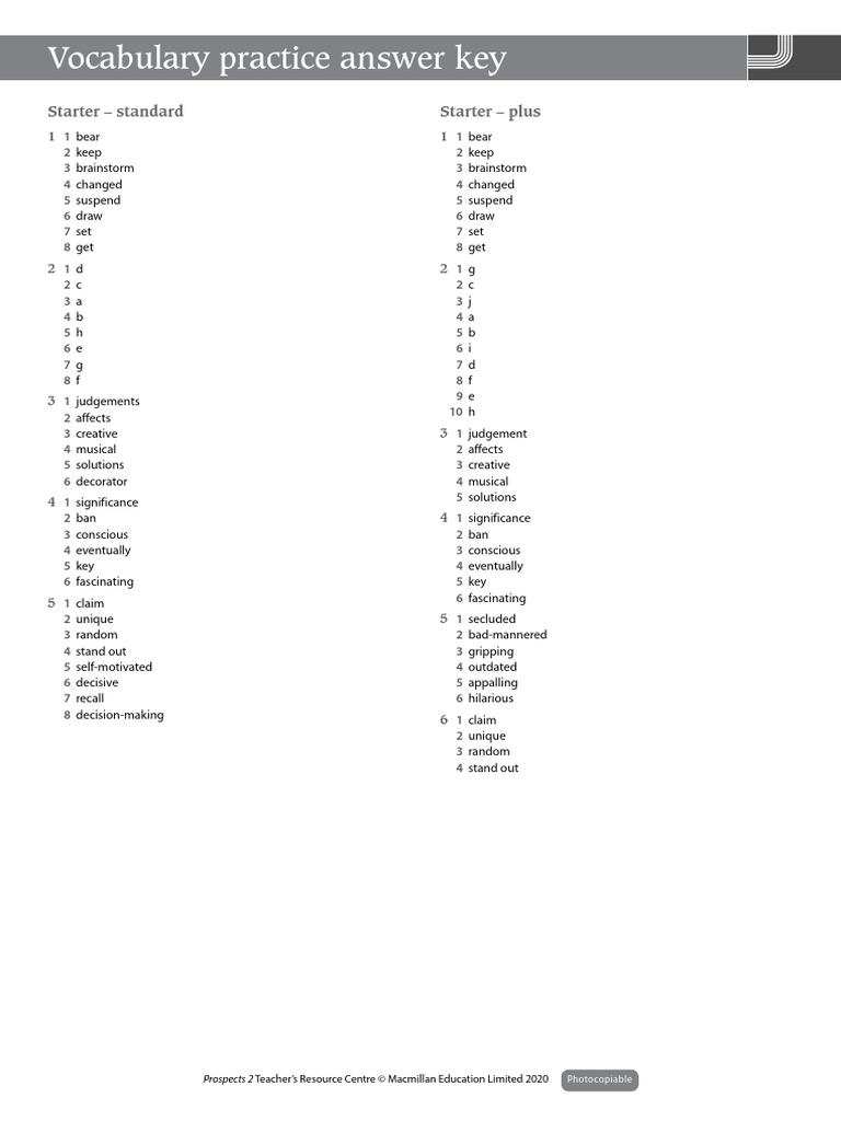 PR2 Vocabulary Practice AK | PDF