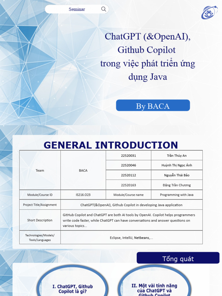ChatGPT (&OpenAI), Github Copillot Trong Việc Phát Triển Ứng Dụng Java | PDF