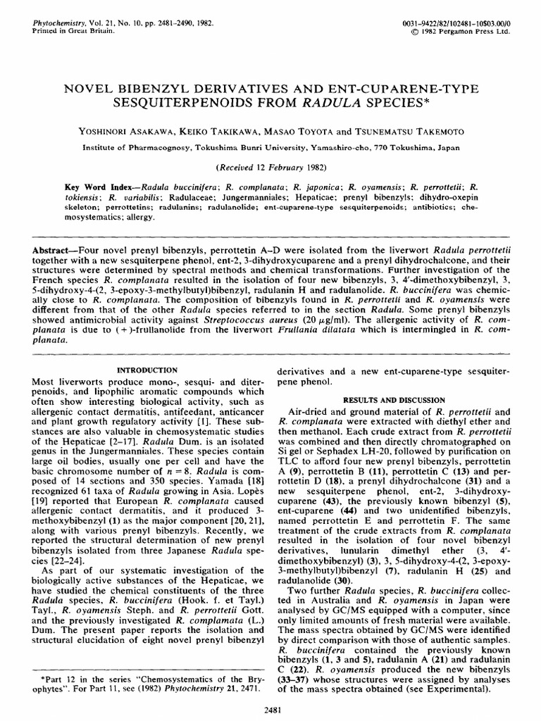 Novel Bibenzyls from Radula Species | PDF | Thin Layer Chromatography ...