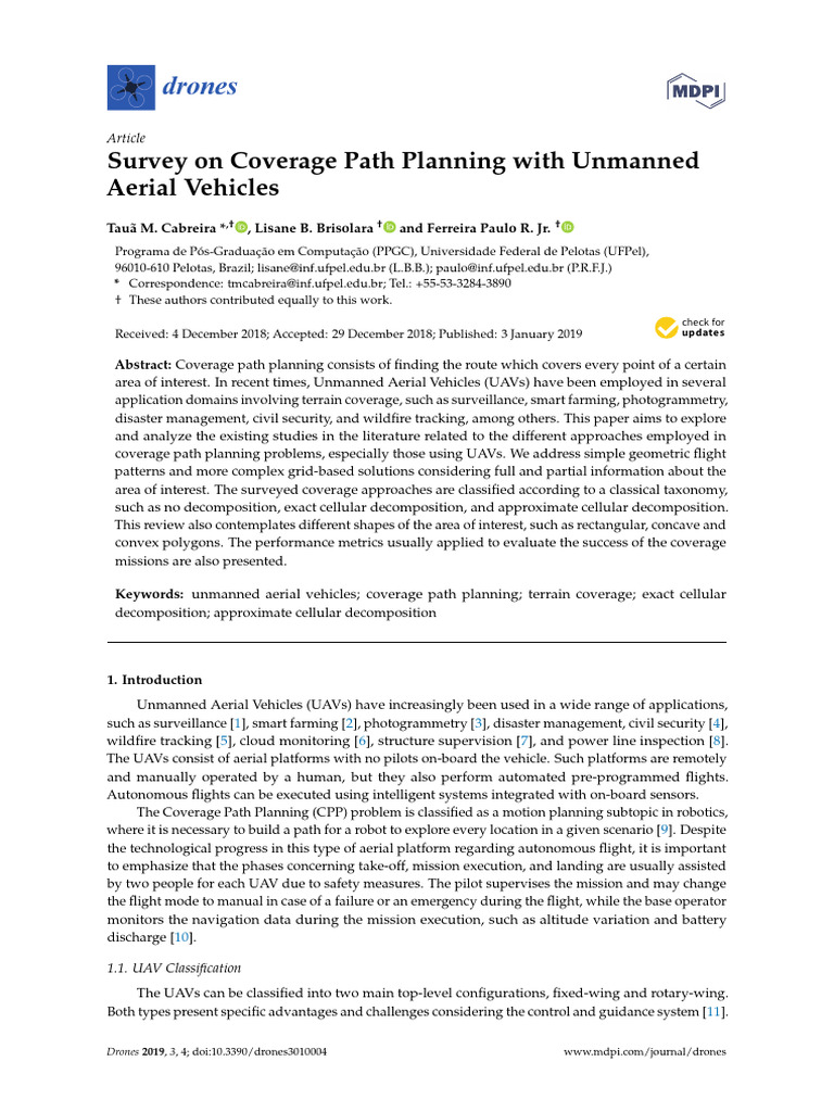 UAV Coverage Path Planning Survey | PDF | Unmanned Aerial Vehicle ...