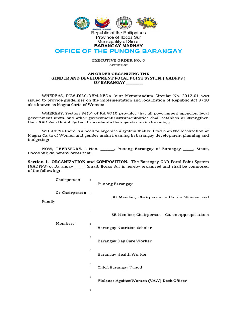 6. GENDER AND DEVELOPMENT FOCAL POINT SYSTEM | PDF