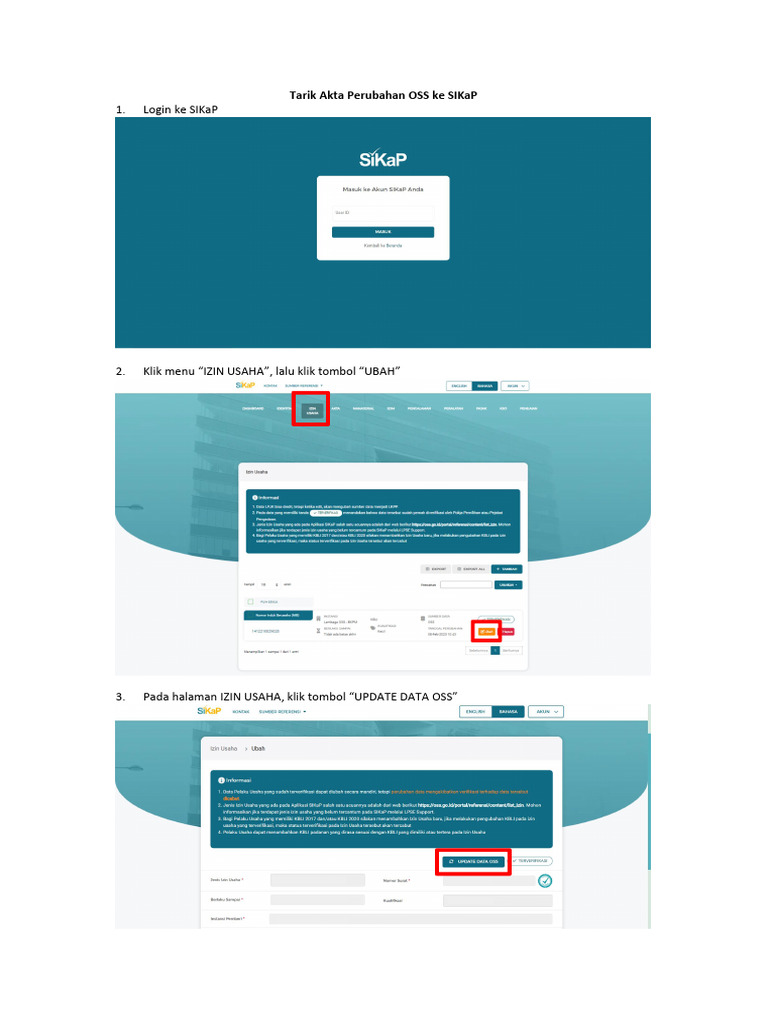Tarik Akta Perubahan OSS Ke SIKaP | PDF | Bisnis | Pengelolaan Keuangan & Uang