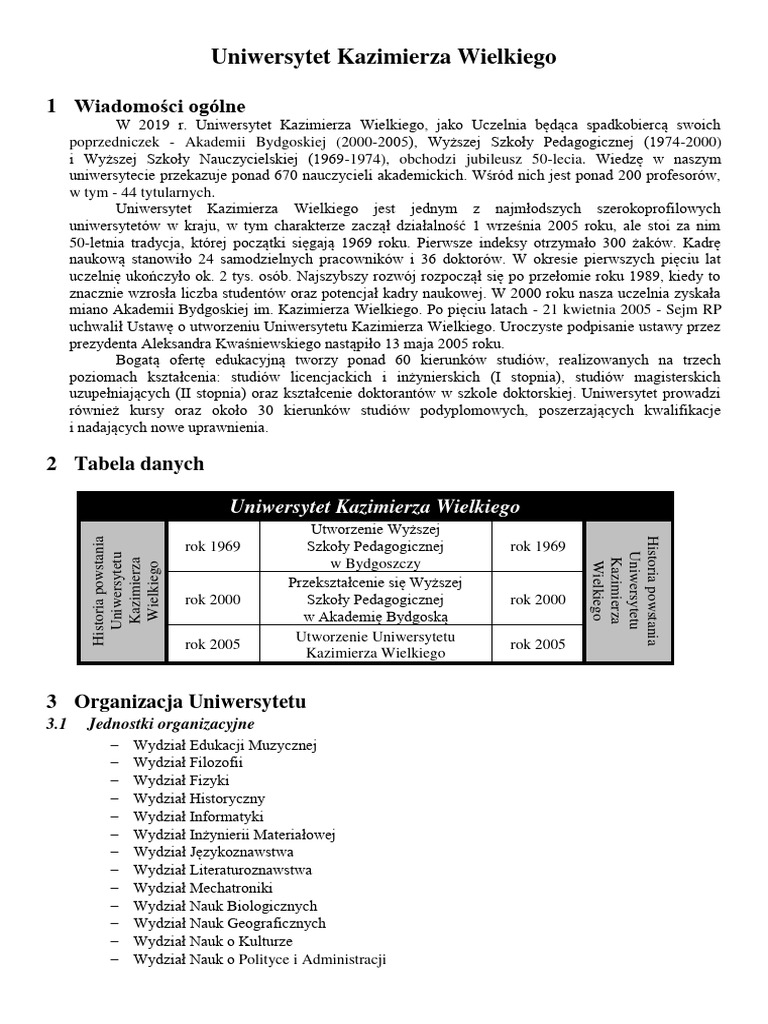 Uniwersytet Kazimierza Wielkiego-2 | PDF
