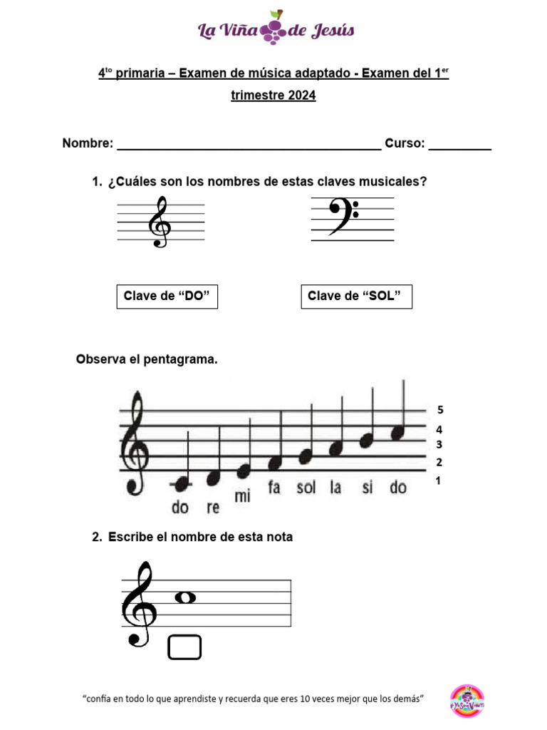 Examen Adaptado de Música | PDF | Clave | Musicología