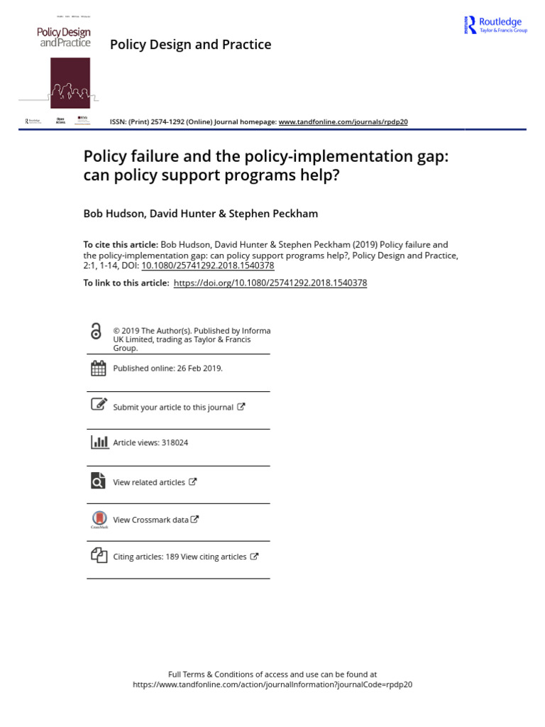 Policy Failure and The Policy-Implementation Gap Can Policy Support Programs Help | PDF | Policy ...