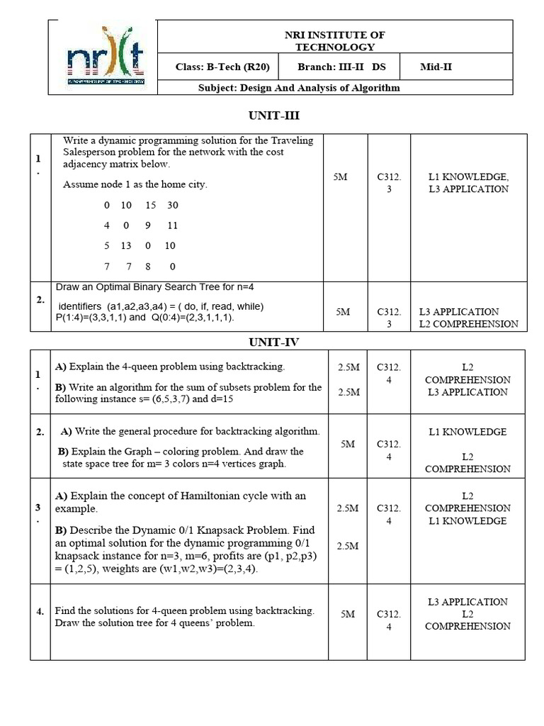 3 2 Ds Mid2 Daa Pdf Algorithms And Data Structures Theoretical Computer Science