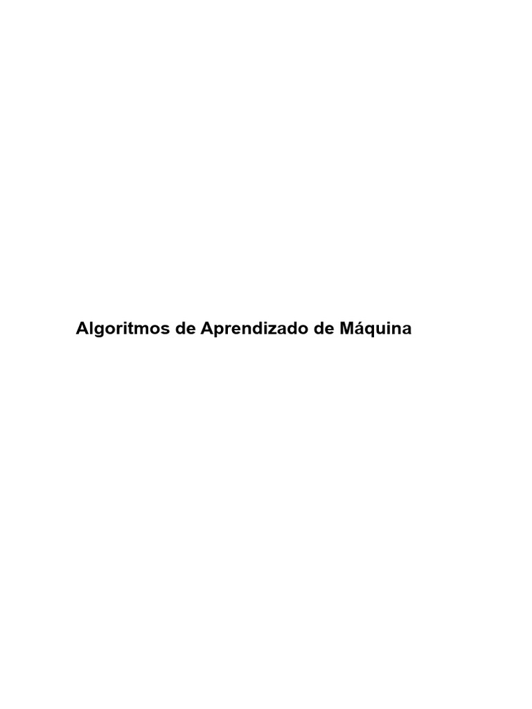 Algoritmos de Aprendizado de Máquina | PDF | Aprendizado de máquina ...