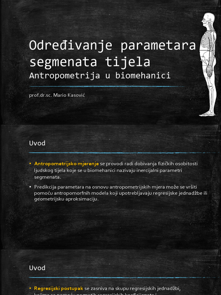 2024 Predavanje 14 Antropometrija U Biomehanici | PDF