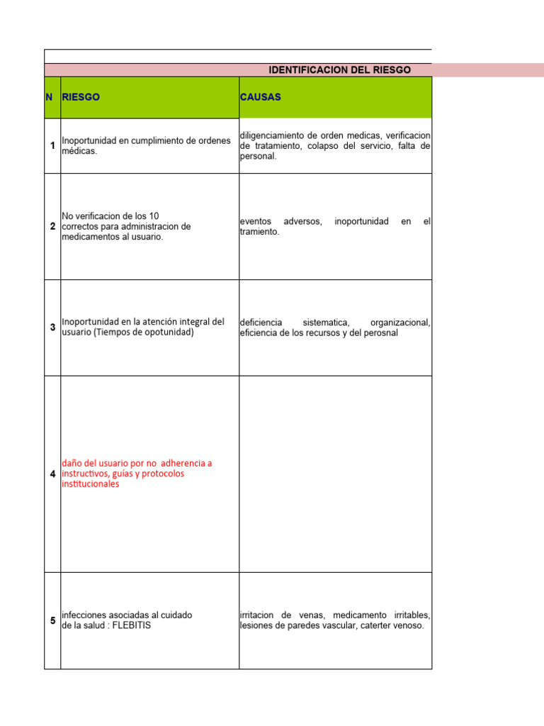 MATRIZ DE RIESGOS ENFERMERIA 2024 ok | PDF | Enfermería | Ciencias de la Salud