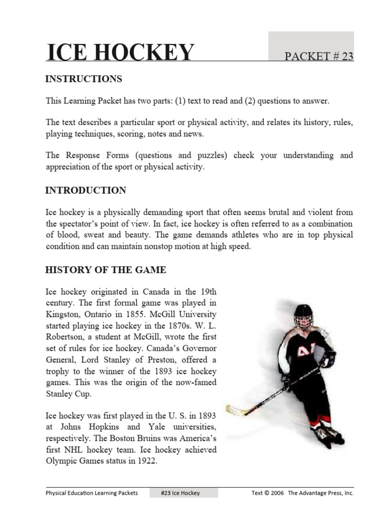 Ice Hockeypacket | PDF | Ice Hockey | Team Sports