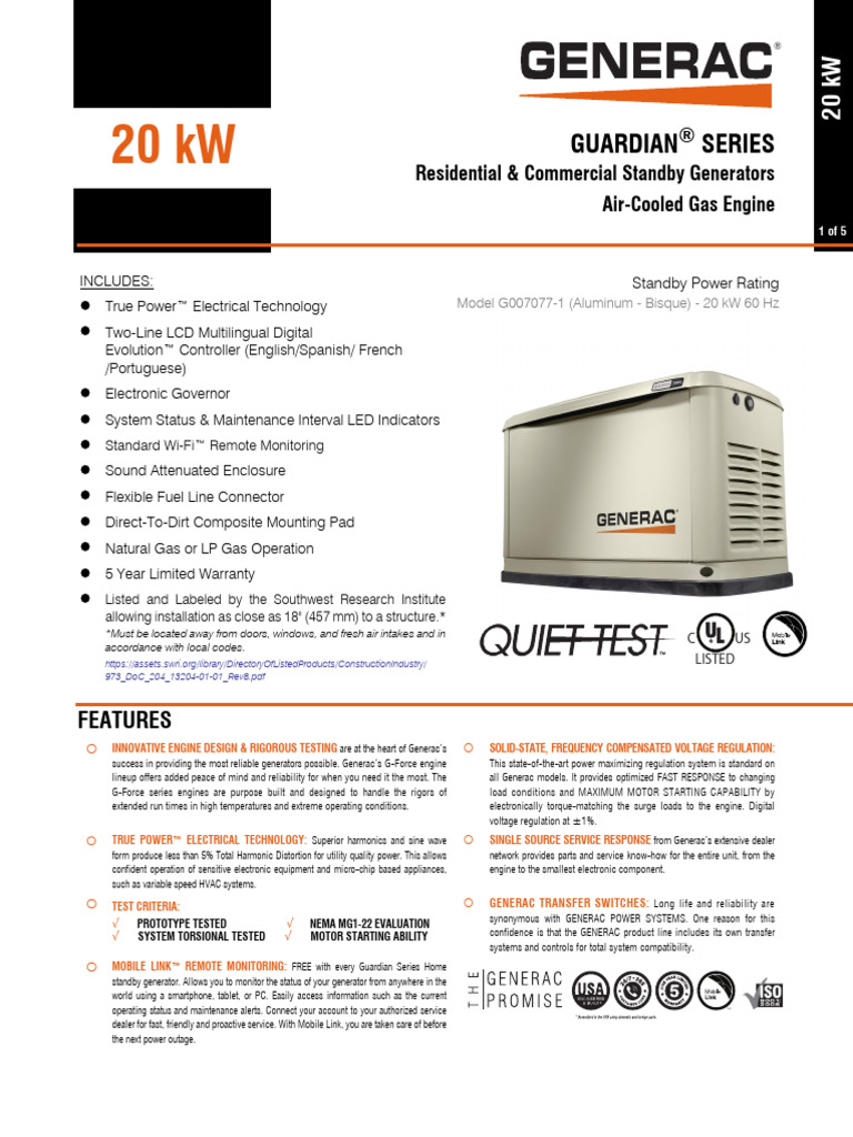 Generac Guardian | PDF | Electric Generator | Battery Charger