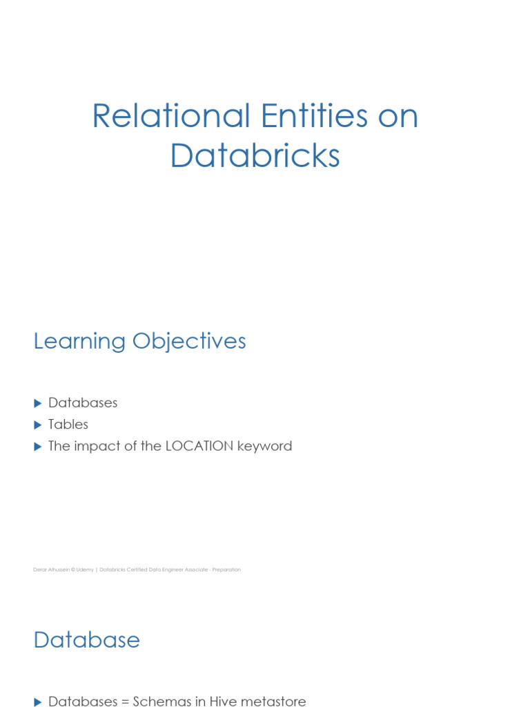 Relational+Entities+on+Databricks | PDF | Databases | Database Schema