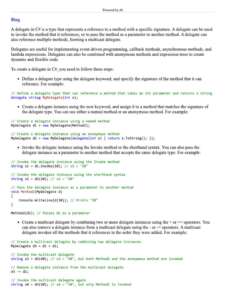 Delegates in C# | PDF