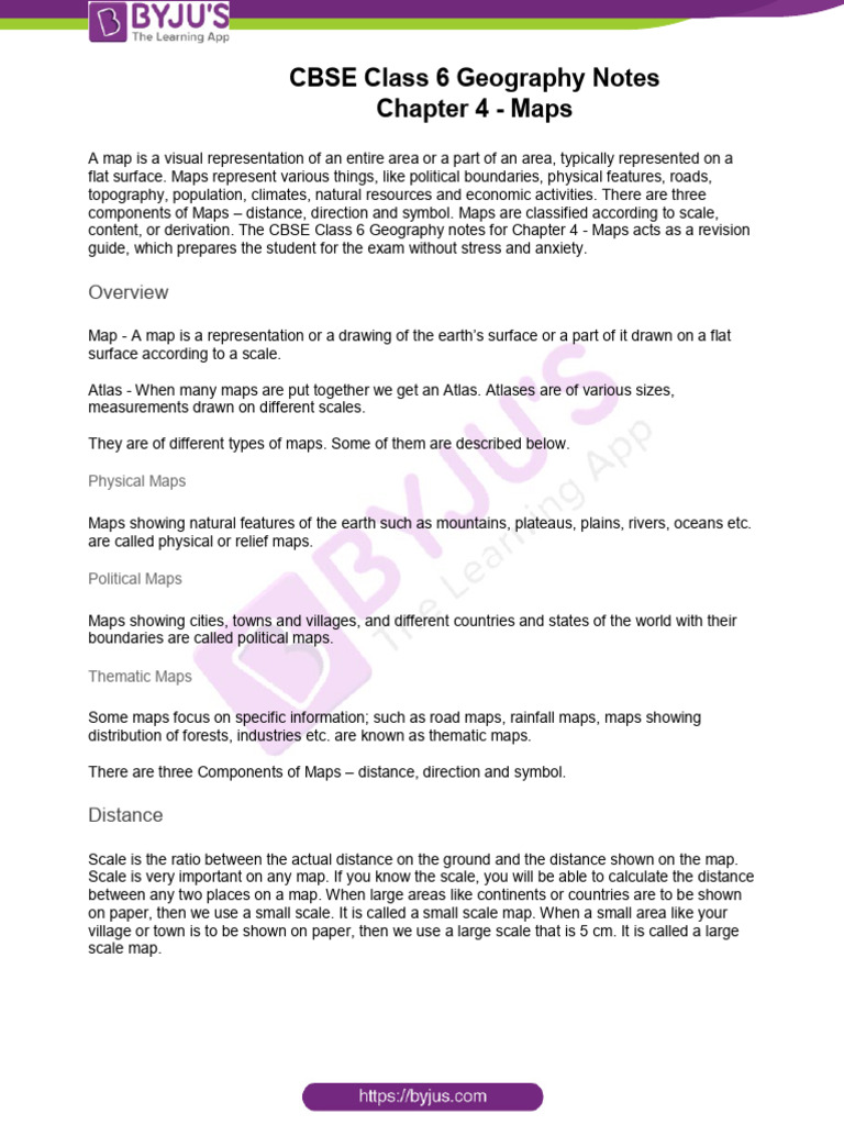 CBSE-Class-6-Geography-Notes-Chapter-4-Maps | PDF | Map | Geography
