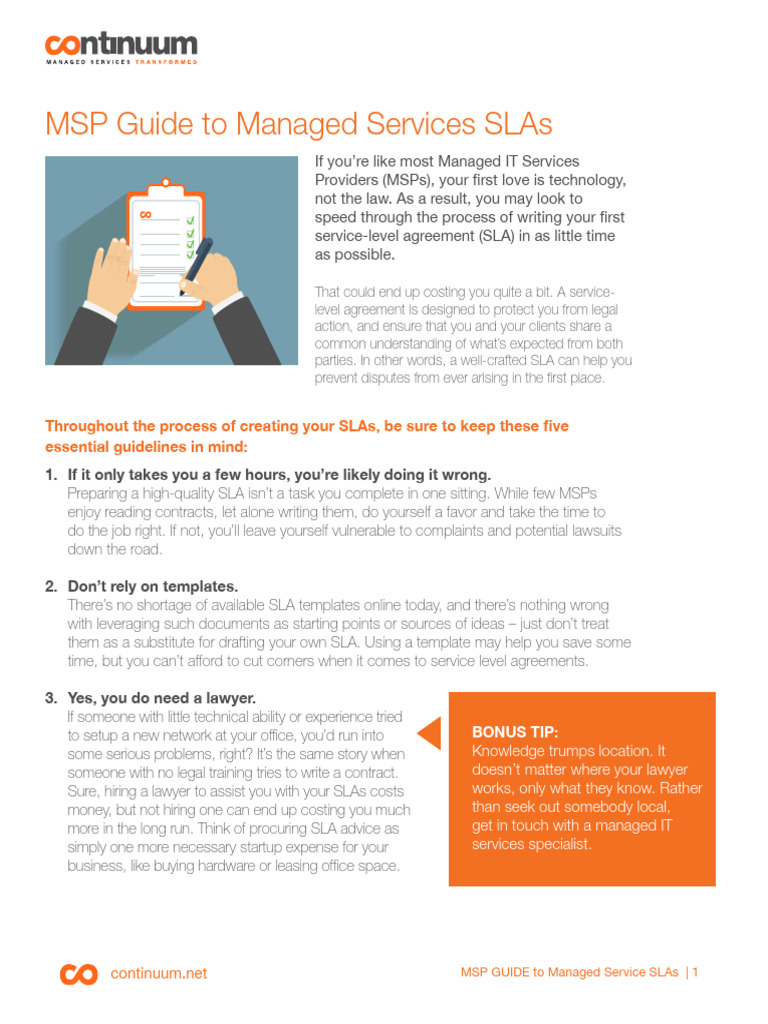 White Paper MSP Guide To Slas | Download Free PDF | Service Level Agreement | Business